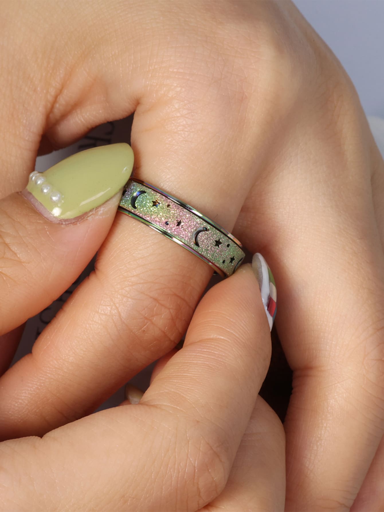 Fidget Ring Anxiety Ring For Women Men Titanium Stainless Steel Spinner ...