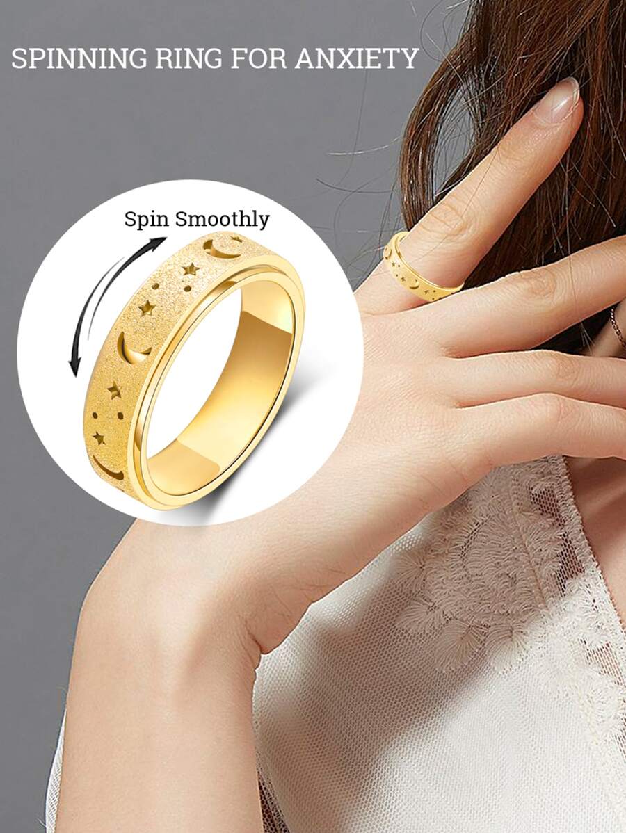 Fidget Ring Anxiety Ring For Women Men Titanium Stainless Steel Spinner ...