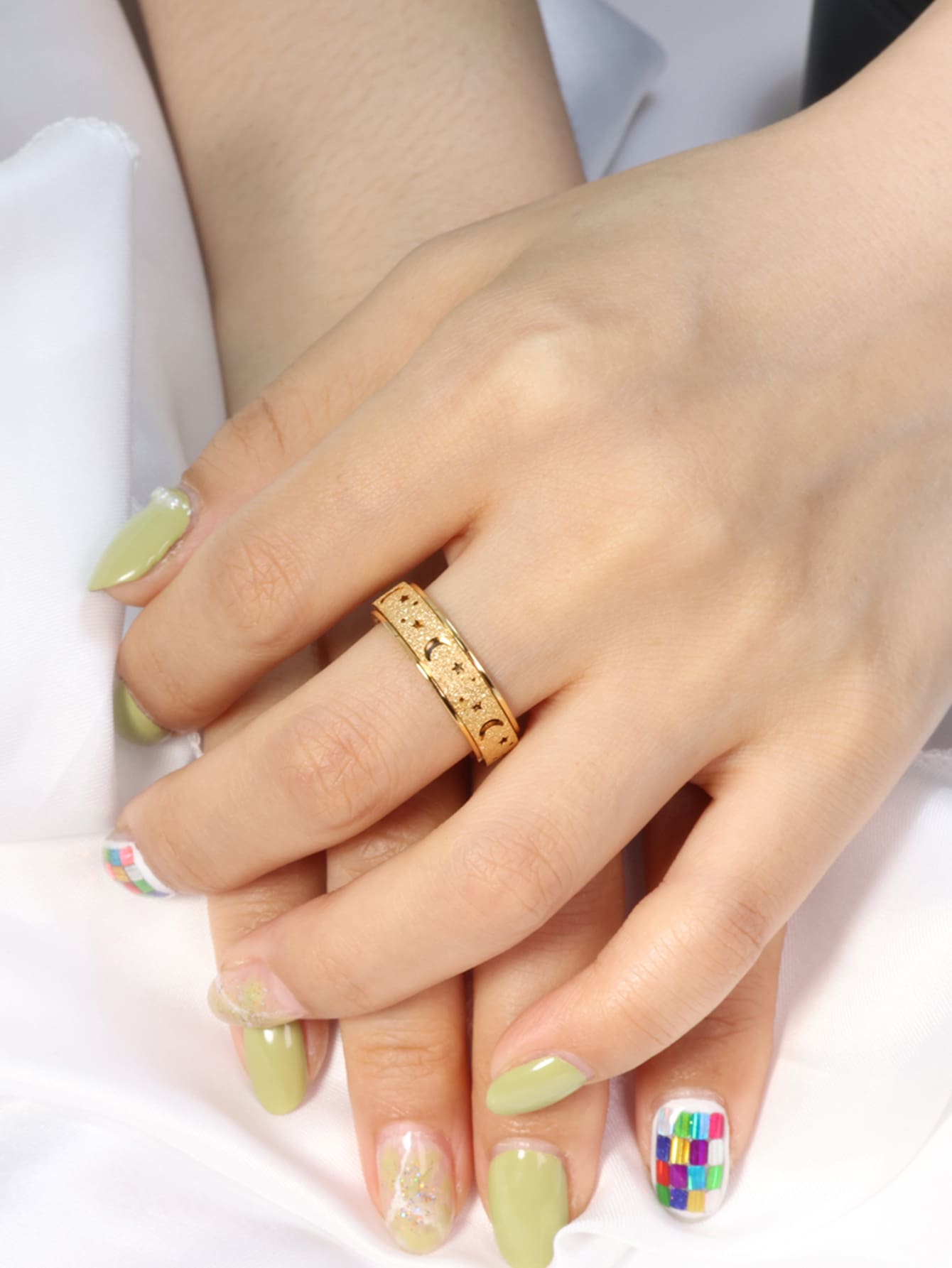 Fidget Ring Anxiety Ring For Women Men Titanium Stainless Steel Spinner ...