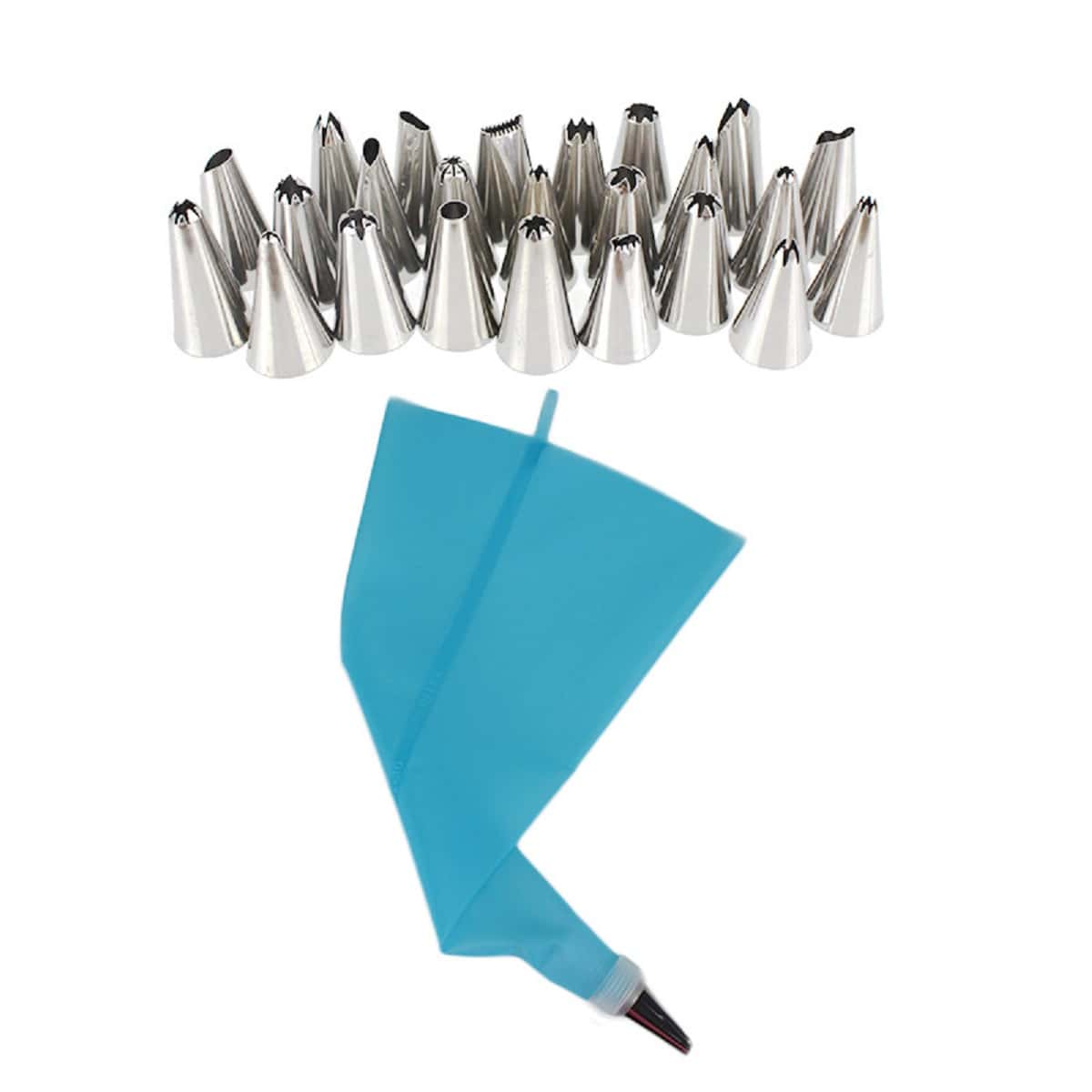 24pcs Stainless Steel Cake Decorating Tips Set With 1pc 12-Inch EVA ...