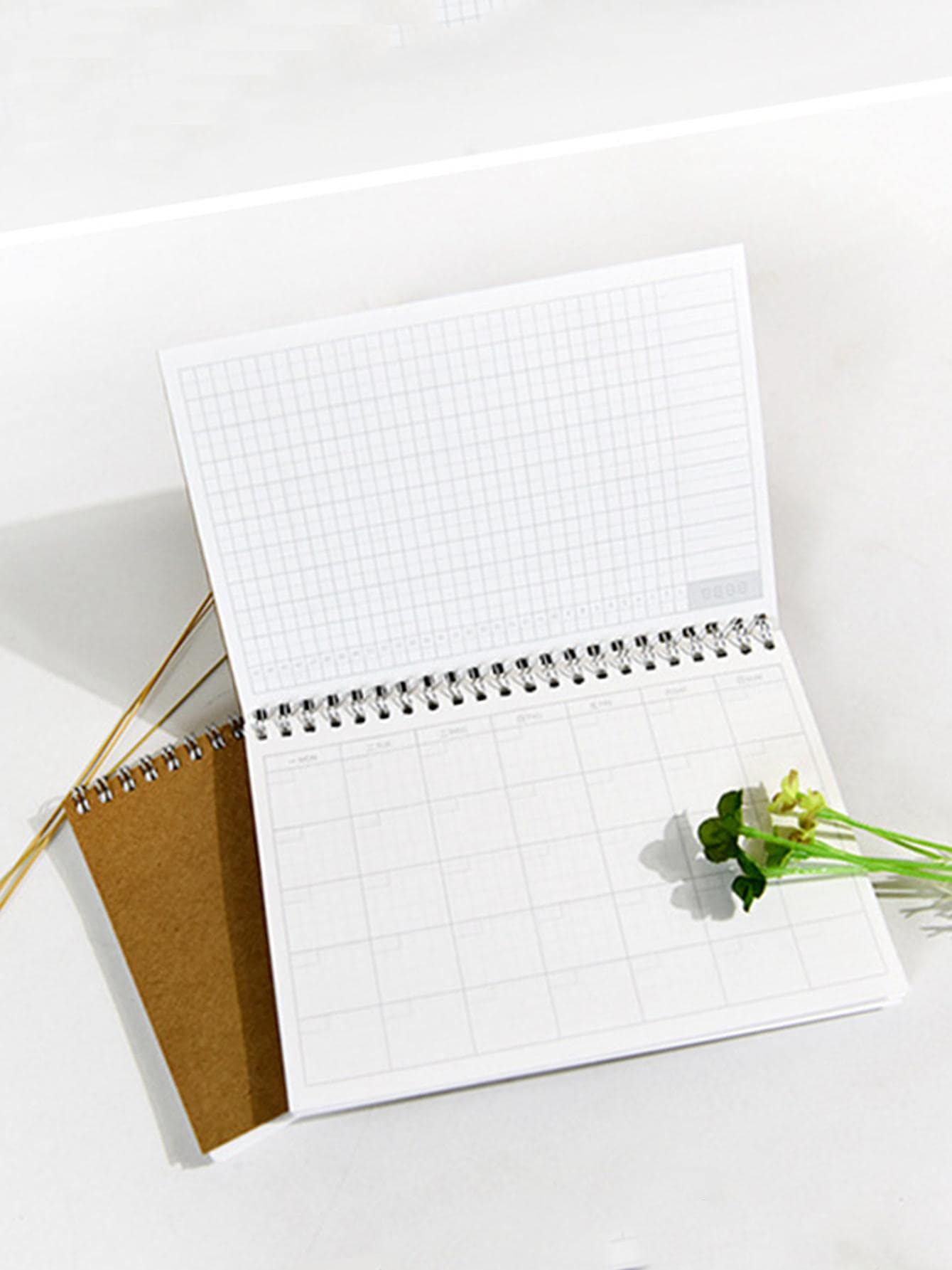 1pc Cowhide Cover Monthly Planner Spiral Notebook, A5 Work Assistant ...