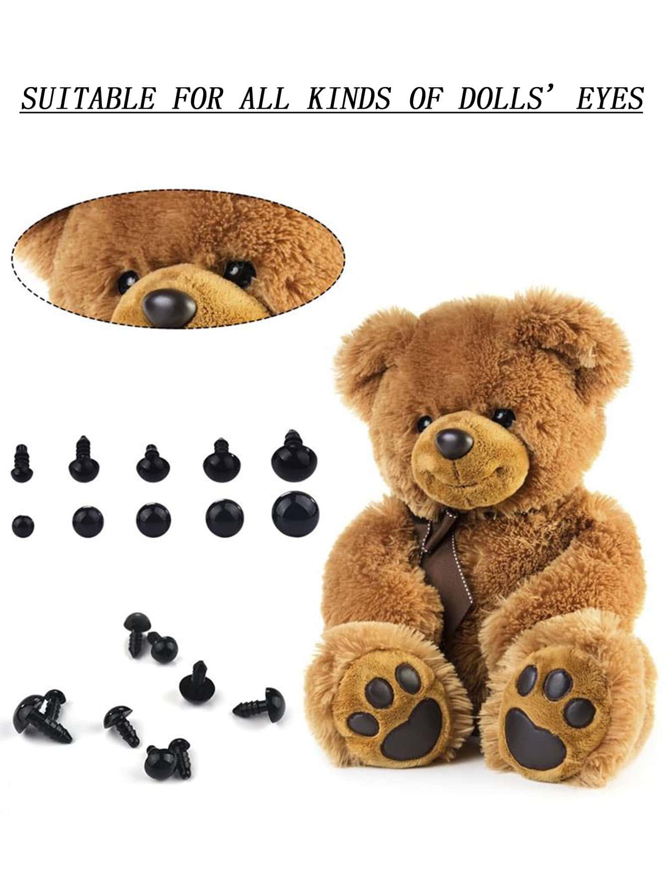 100PCS 5-20mm Black Plastic Eyes For Toys Amigurumi Diy Kit Crafts ...