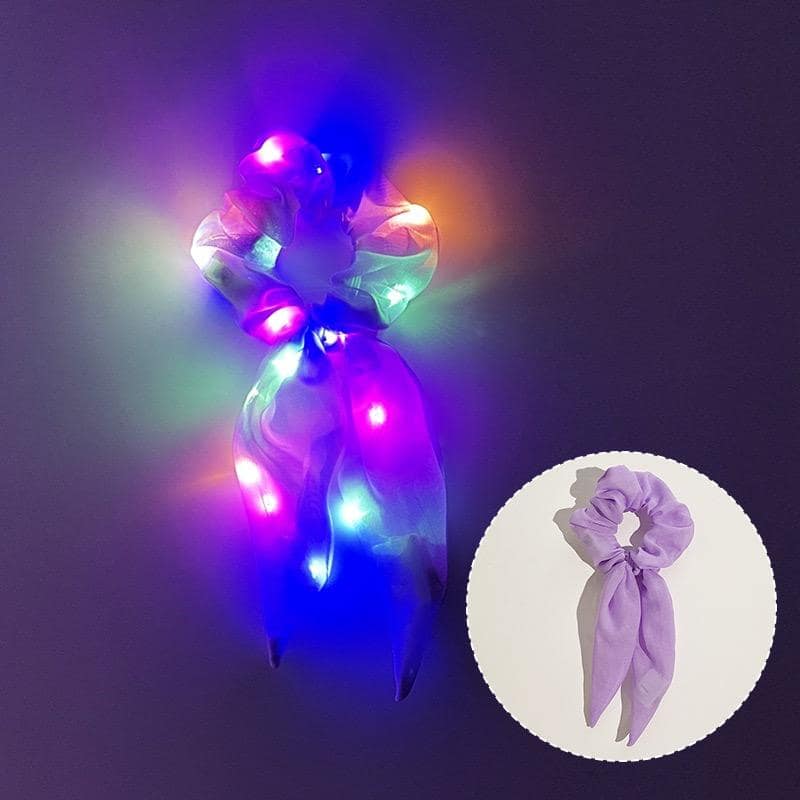 6pcs Ladies Led Bow & Large Intestine Hair Band Glow In The Dark ...