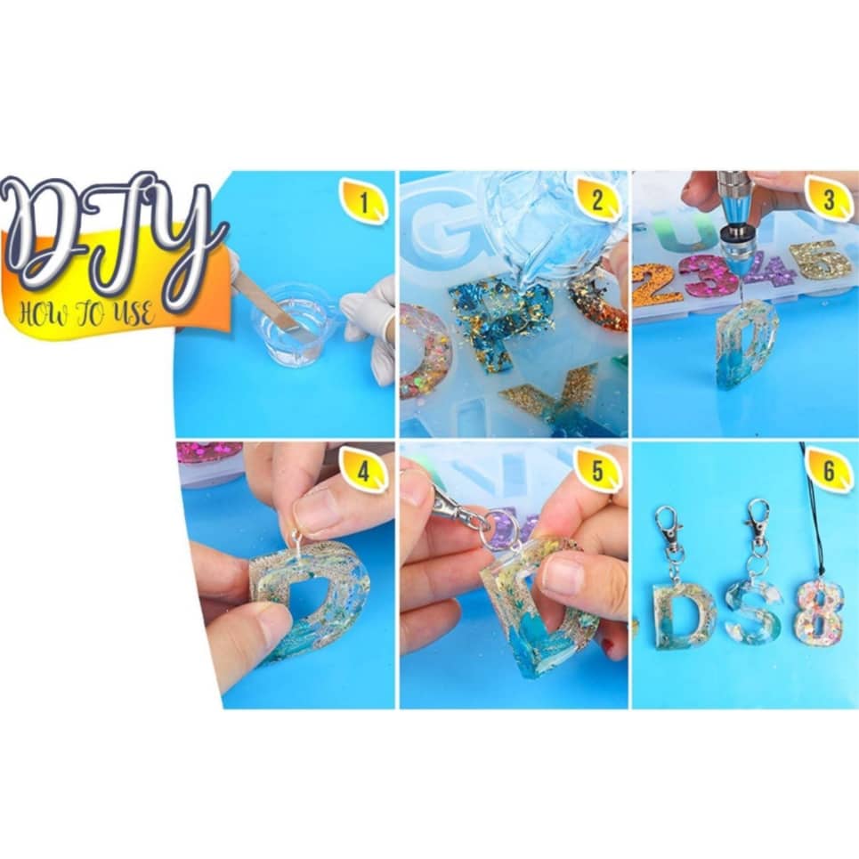 101pcs Reverse Silicone Alphabet Resin Molds Set With Numbers For Epoxy ...