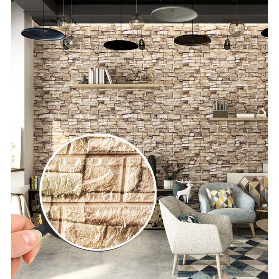 70CMX2m Long 3D Brick Wall Stickers DIY Decor Self-Adhesive Waterproof ...
