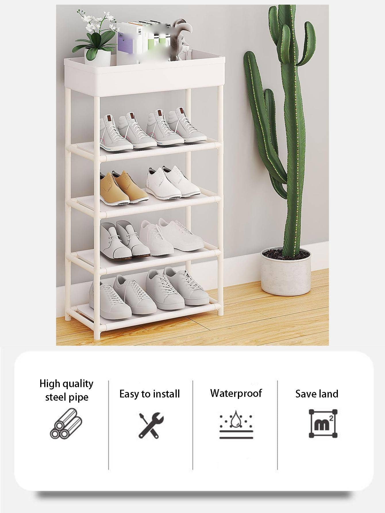 Estante De Zapatos Blanco Simple De 5 Niveles, Estante De ...