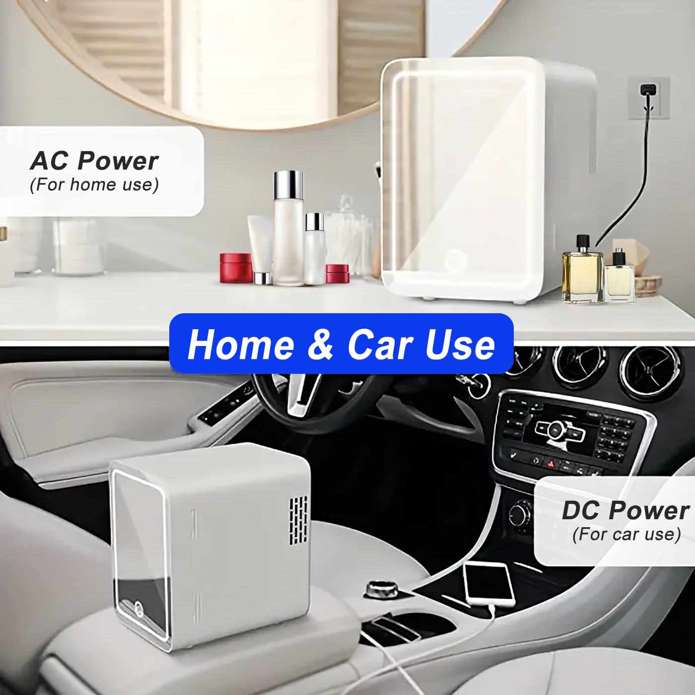 4l Makeup Mirror Mini Fridge With Led Light, 3-level Brightness ...