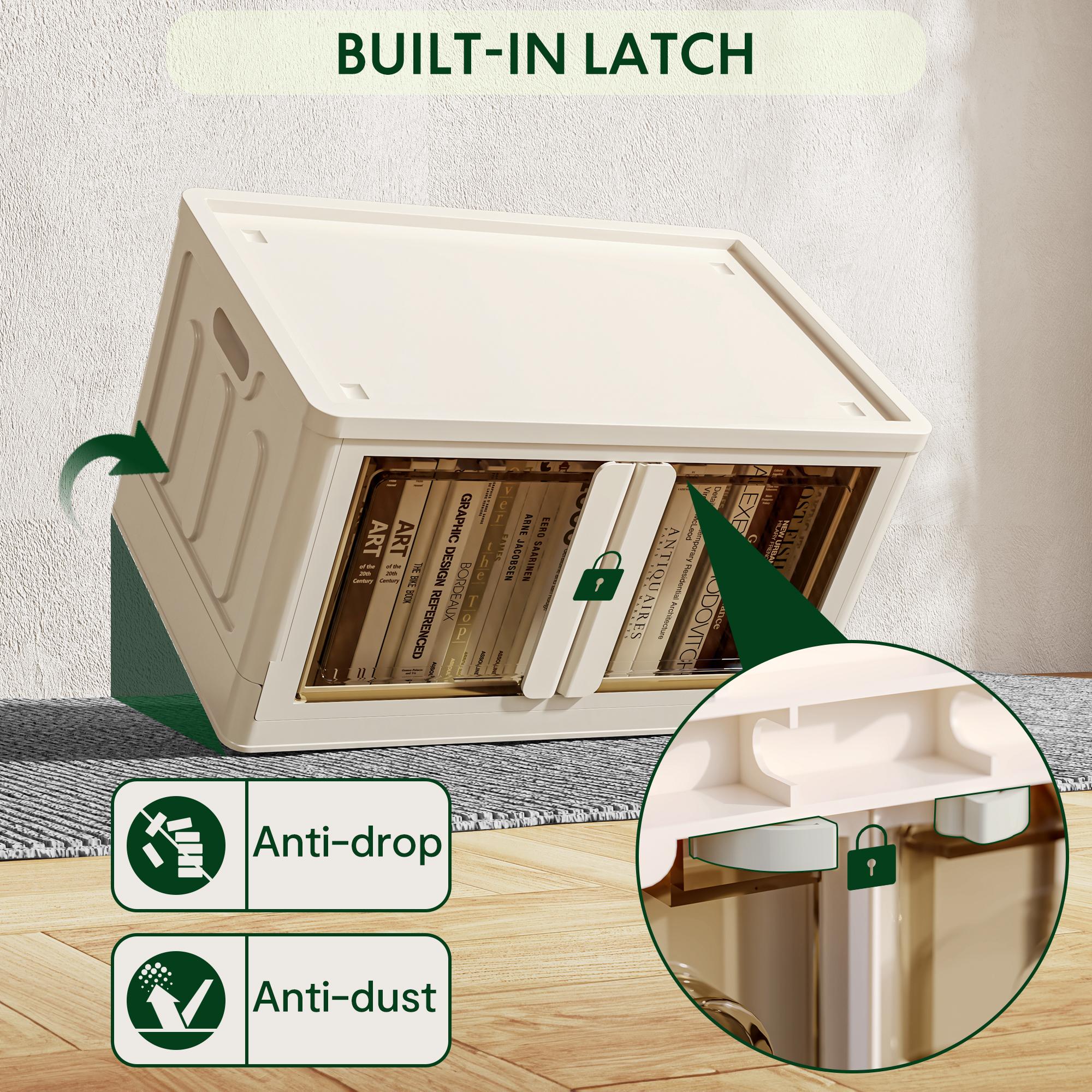 FLEXIMOUNTS Milky White Collapsible Plastic Storage Bins Closet ...