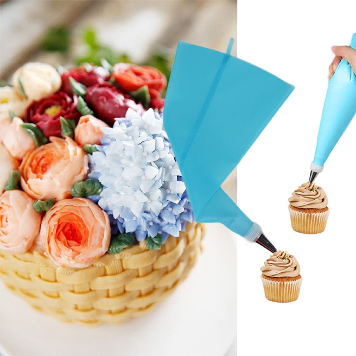 24pcs Stainless Steel Cake Decorating Tips Set With 1pc 12-Inch EVA ...