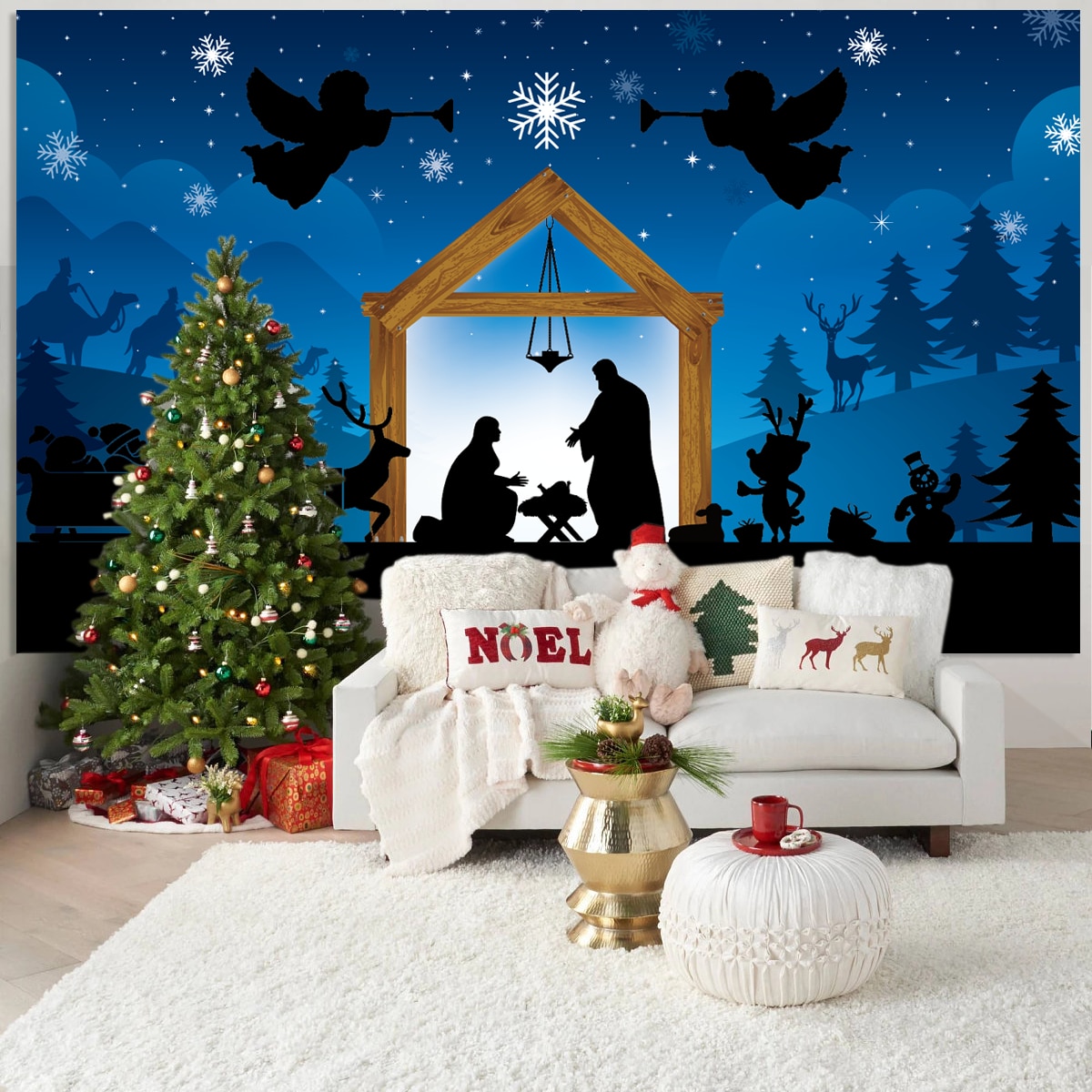 6x4ft Christmas Nativity Scene Backdrop Birth of Jesus Photo Background ...