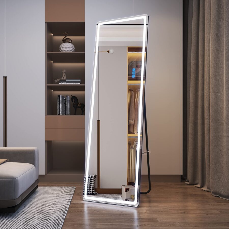 63" x 18" RGB LED Mirror, Full Length Floor Mirror with Lights, Free ...