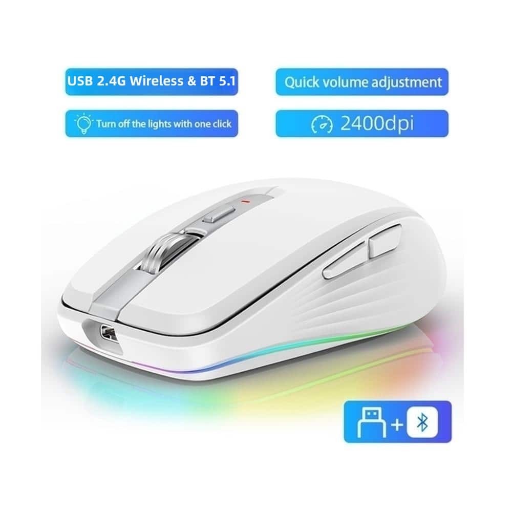 Rechargeable Wireless Mouse, Dual Mode Mouse With RGB Lights, 2.4G ...