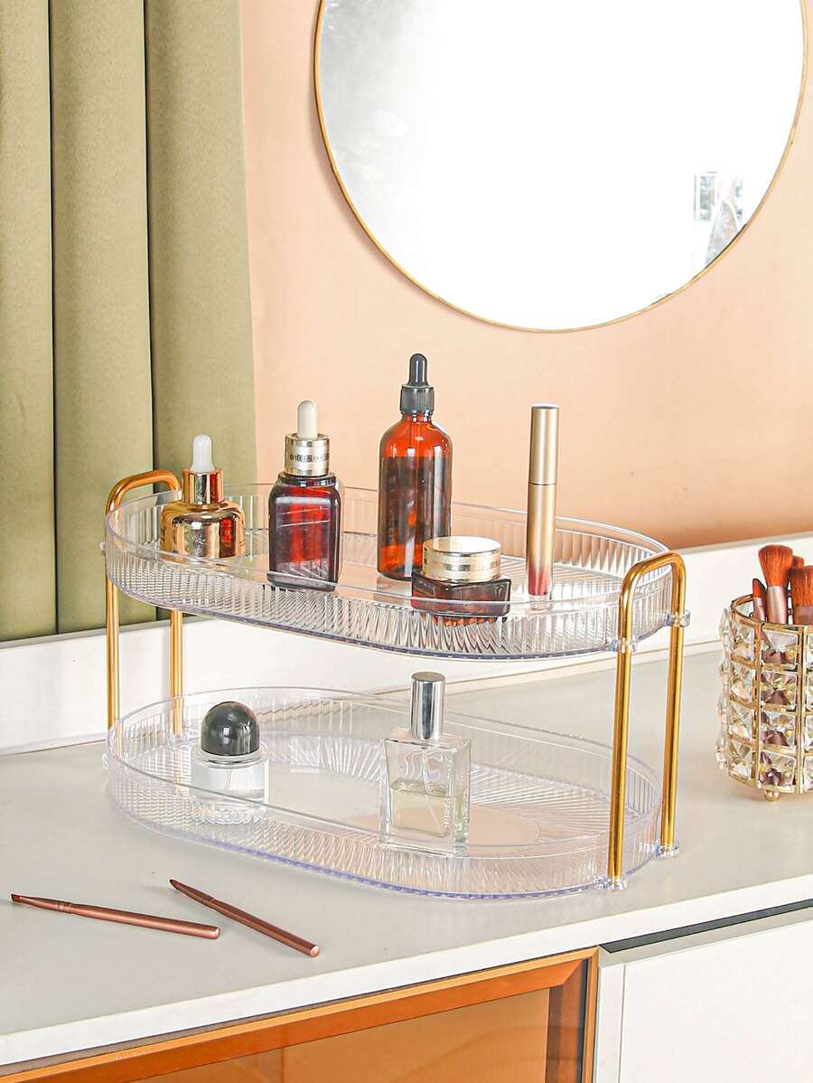 Luxury Tray For Bathroom Storage Of Toiletries, Transparent Double ...