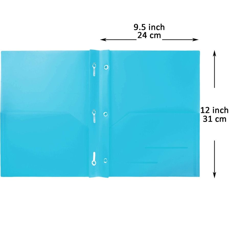 Youngever 6 Pack Heavy Duty Plastic Two Pocket Folders with 3 Prongs ...