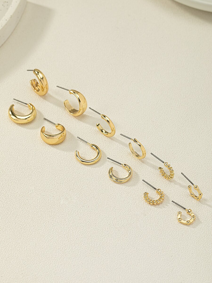 1 Set de 6 de moda aleación de zinc chapado en oro de metal con textura grande diseño C ...