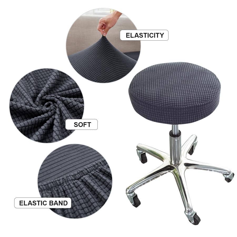 1pc Round Stool Chair Cover, Modern Simple Corn Kernel Jacquard Seat ...