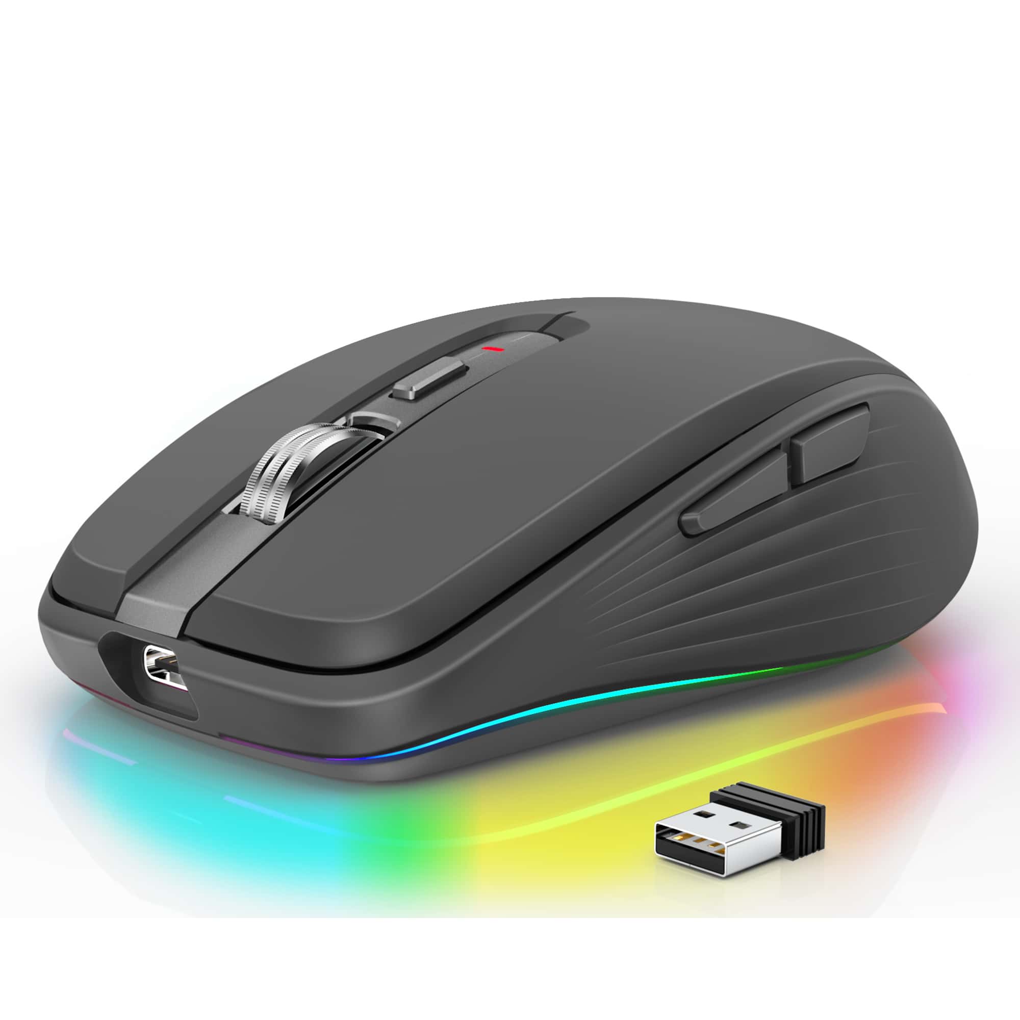 Rechargeable Wireless Mouse, Dual Mode Mouse With RGB Lights, 2.4G ...