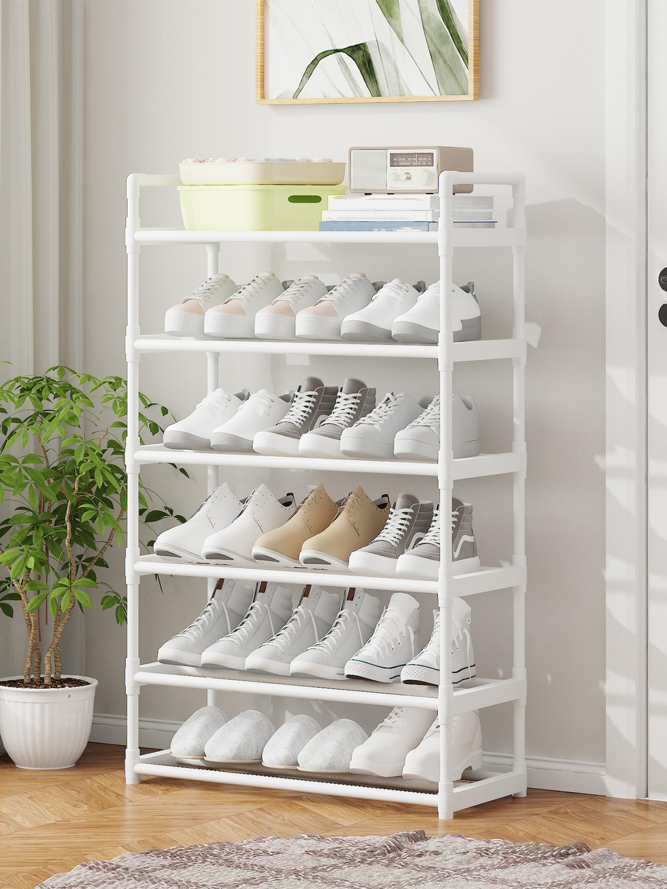6-tier White Shoe Rack With Side Support, Multi-functional Organizer ...