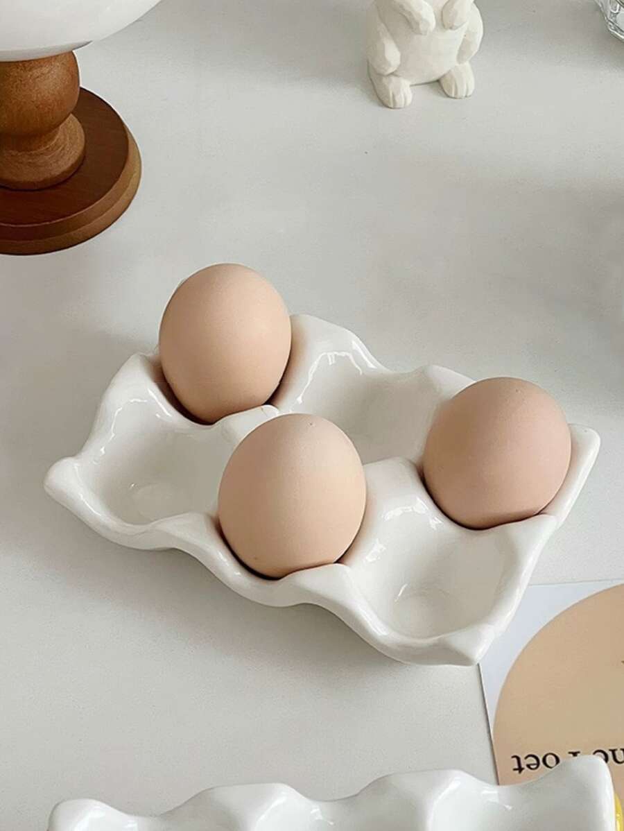 1pc Creative Ceramic Egg Tray Storage Box For Refrigerator And Kitchen ...