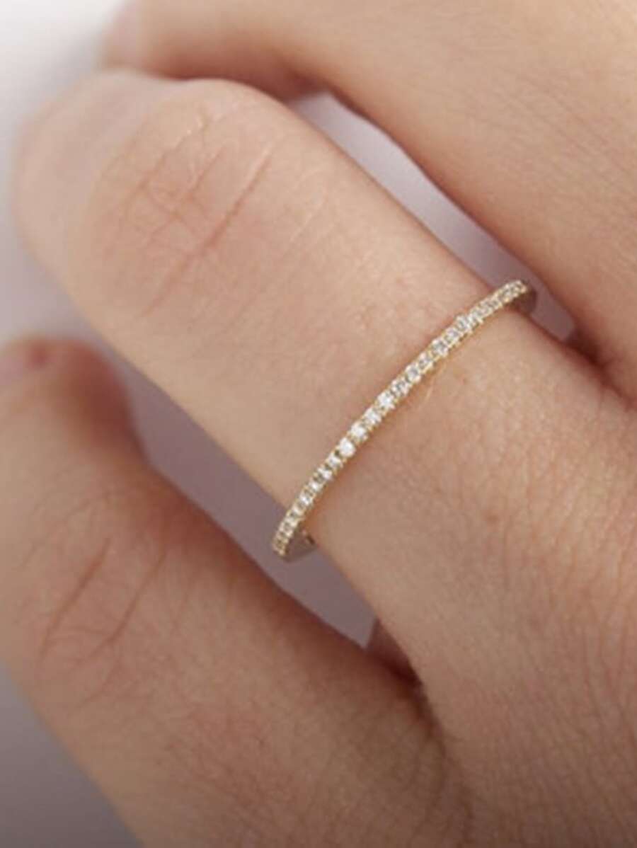 Single Row Cubic Zirconia Women's Ring | SHEIN USA