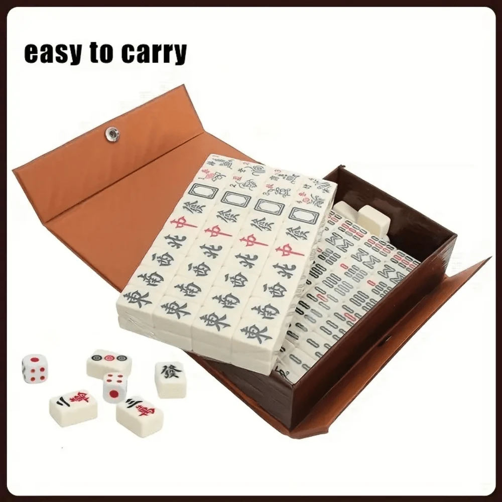 Mini Mahjong Portable Set With Elegant Snake Skin Carrying Case For ...