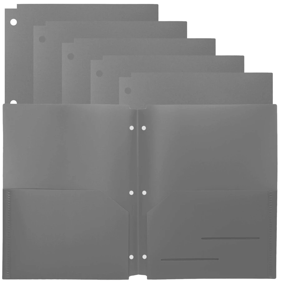 Youngever 6 Pack Heavy Duty Plastic Two Pocket Folders, Binder Dividers ...