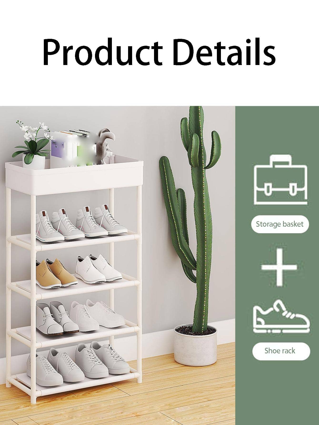 Estante De Zapatos Blanco Simple De 5 Niveles, Estante De ...