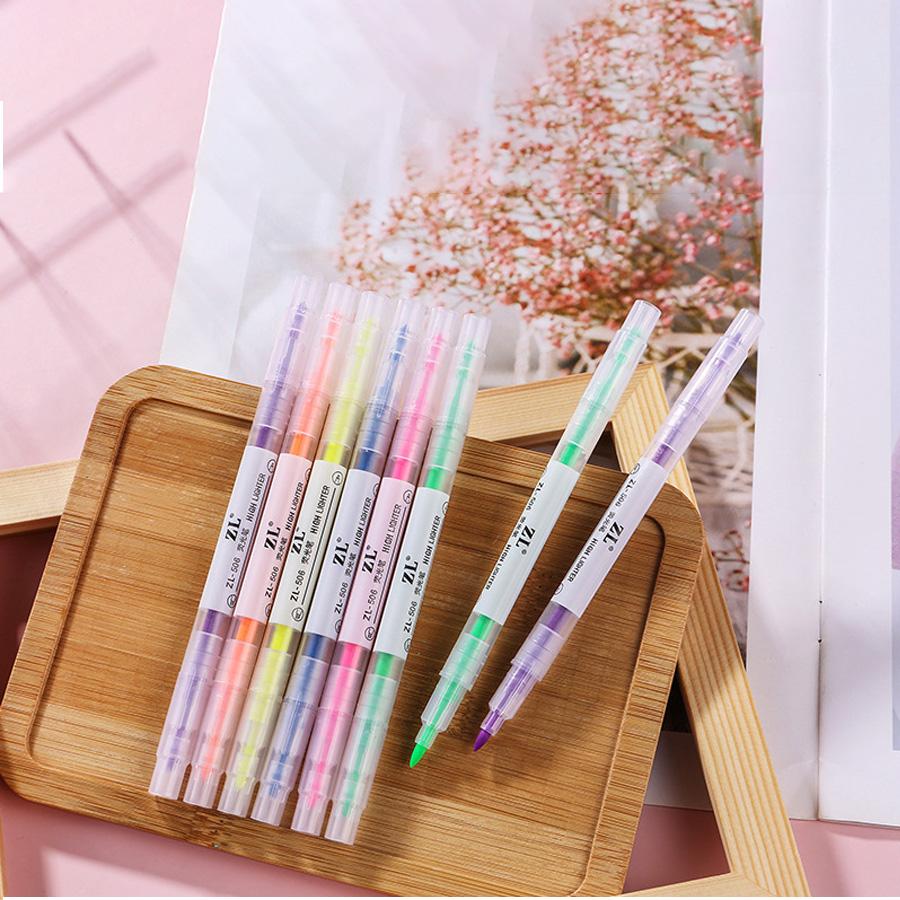 6 Colors Dual Tip Fluorescent Highlighter For Students, Highlighting ...