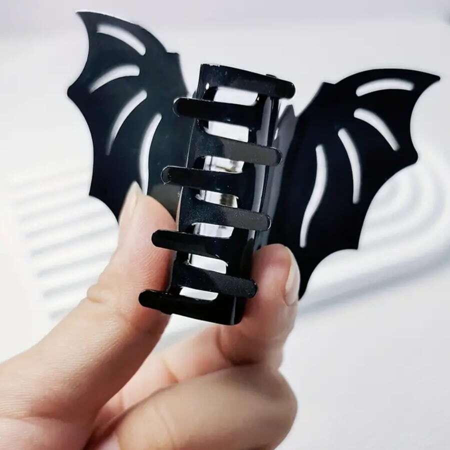 1pc Women's Black Acetic Acid Bat Claw Clip Festival Hair Accessories ...