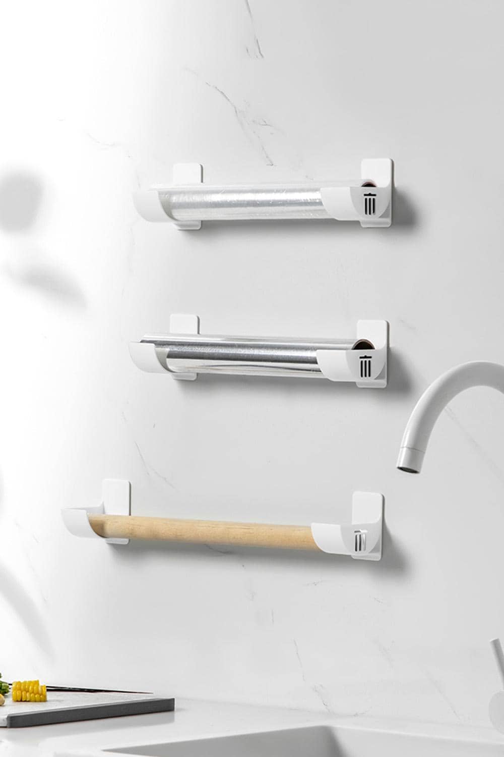 4pcs Kitchen Cabinet Side Wall Mounted Adjustable Wrap Organizer Film ...