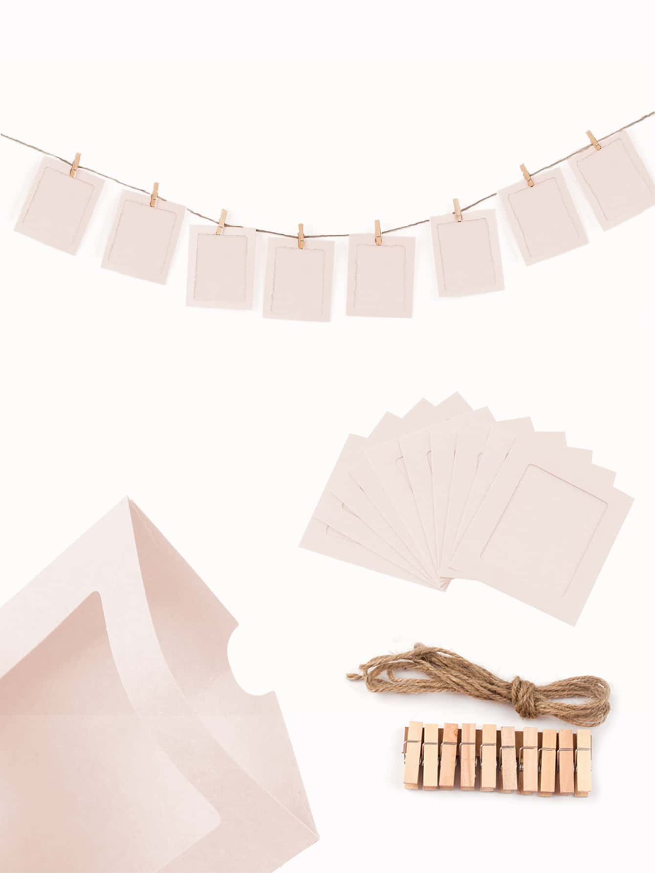 1set 4/5/6inch Paper Photo Frame& Clip, Modern White Photo Frame & Clip ...