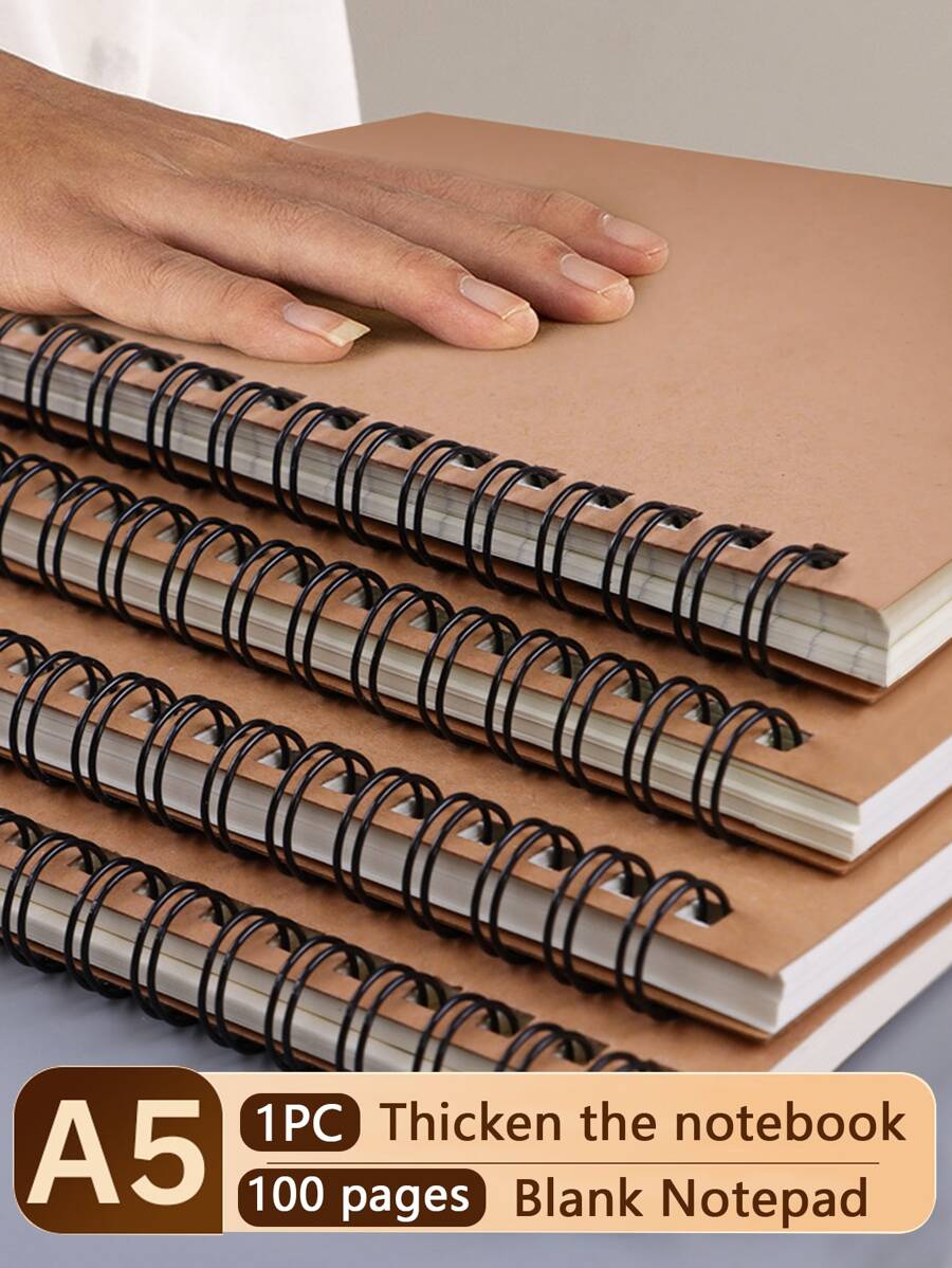 1pc 50 Sheets/100 Pages A5 Leather Paper Sketchbook, Creative Blank ...