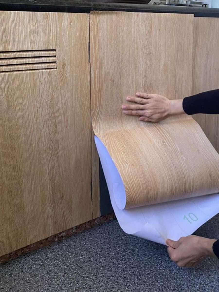 1pc Thickened Wood-grain Sticker In Natural Wood Color, Waterproof ...