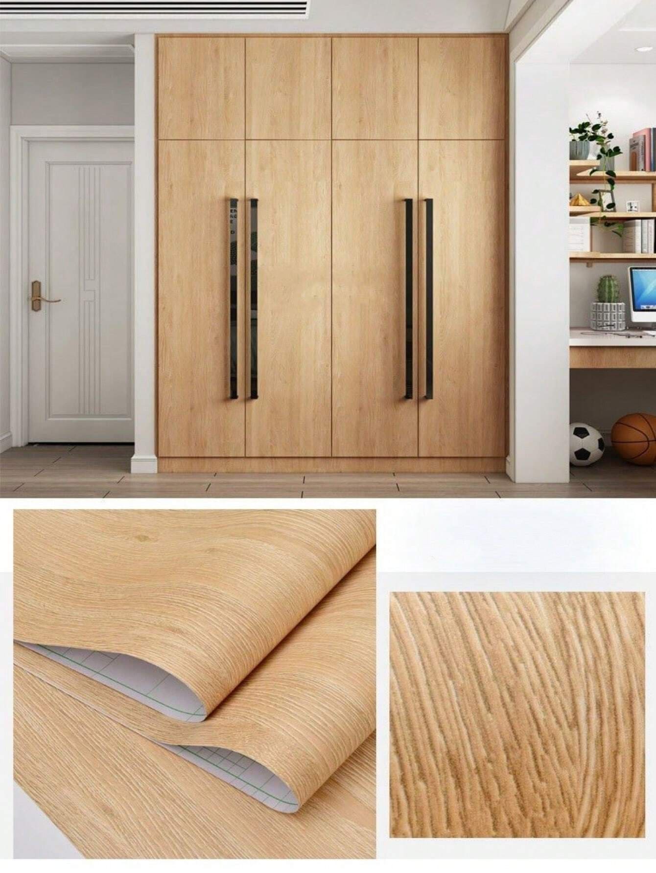 1pc Thickened Wood-grain Sticker In Natural Wood Color, Waterproof ...