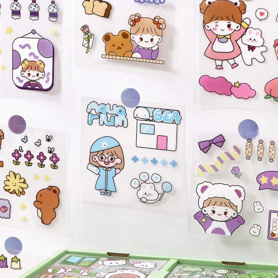 100pcs Various Styles Transparent Stickers For Journaling, Cute Cartoon ...