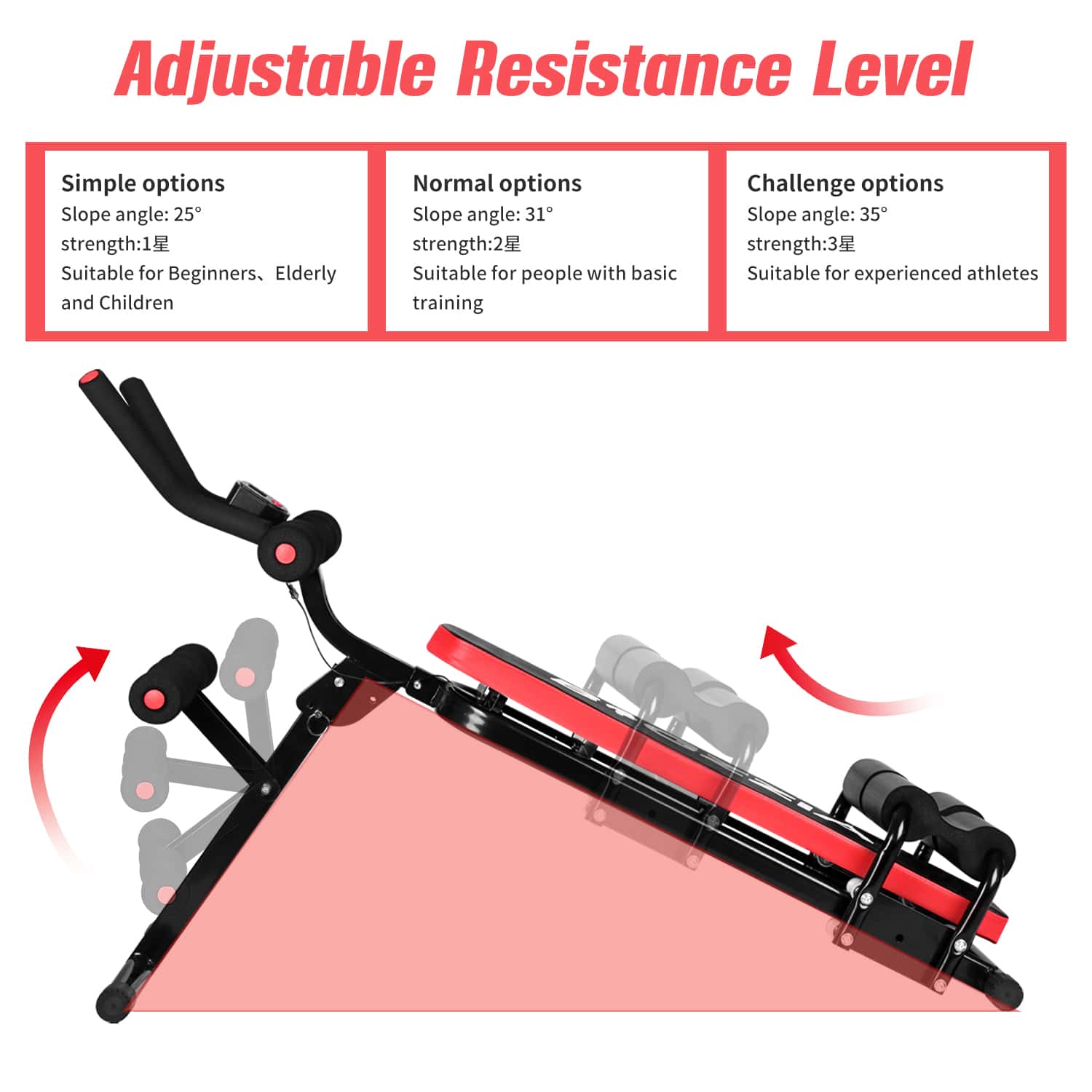 Bigzzia Adjustable Ab Exercise Bench, Abdominal Workout Machine ...