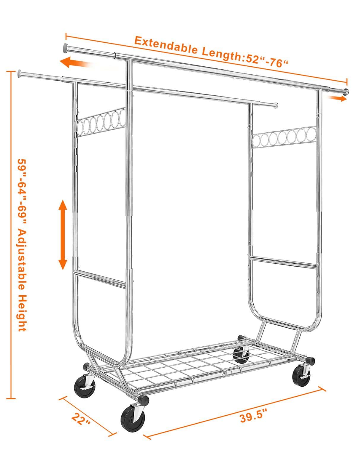 Heavy Duty Clothes Rack 610 lbs Rolling Clothing Racks for Hanging ...