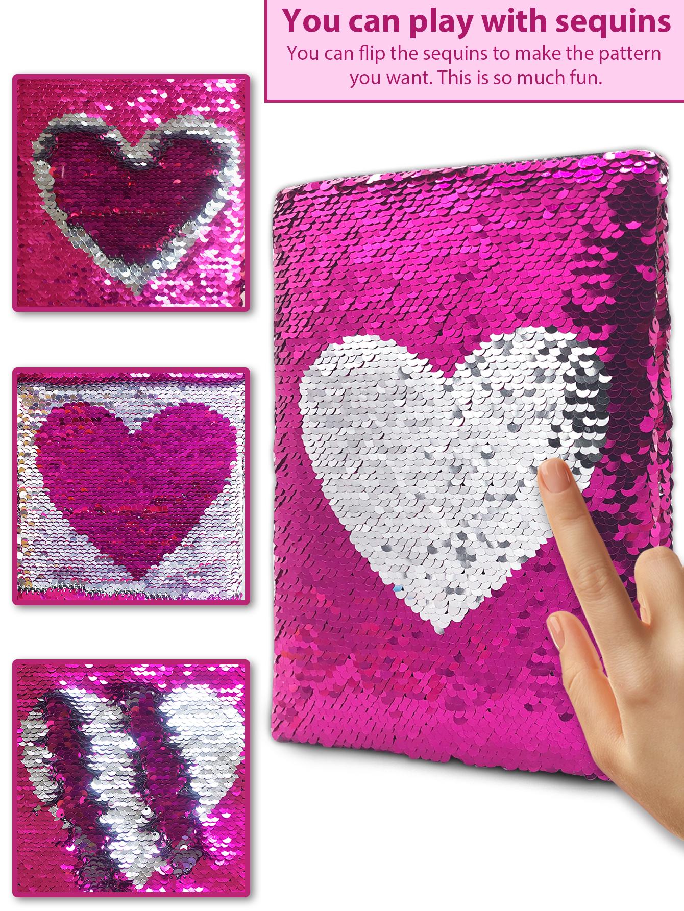 1pc A5 Heart Shaped Reversible Mermaid Sequin Notebook In Pink | SHEIN UK