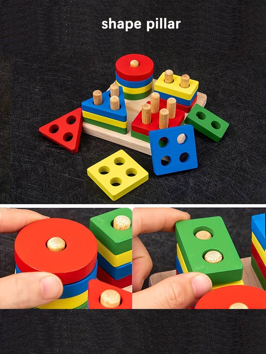 Montessori Wooden Toys Set With Sound Blocks, Bells, Drums And Column ...