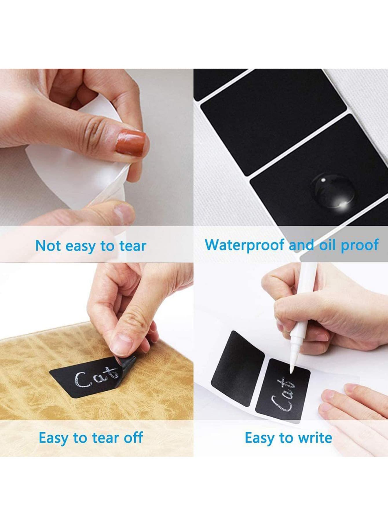 120pcs Blackboard Style Square Pvc Stickers, Writable Black Adhesive ...