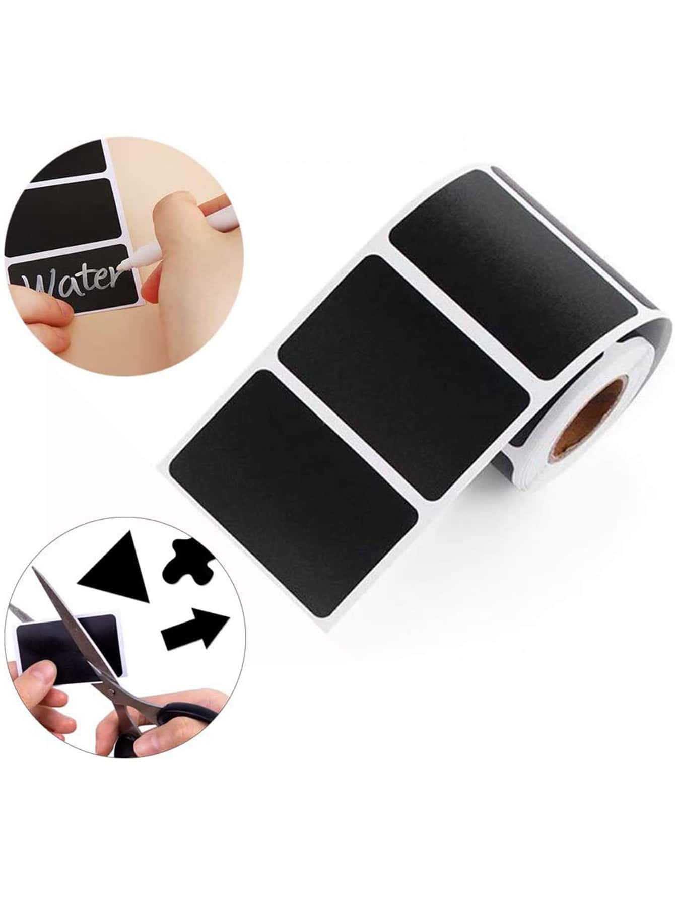 120pcs Blackboard Style Square Pvc Stickers, Writable Black Adhesive ...