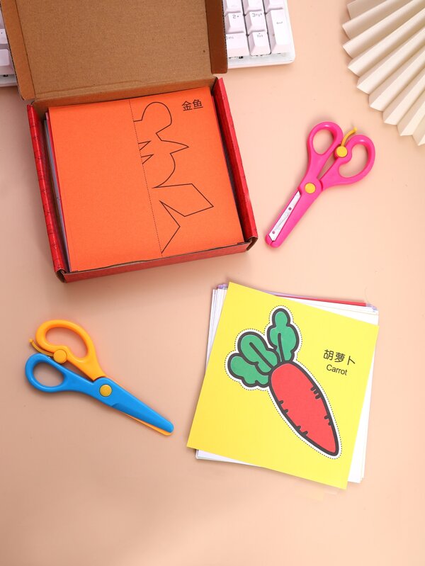 240 Sheets Kindergarten Primary School Kids' Paper Cutting Set With Two ...