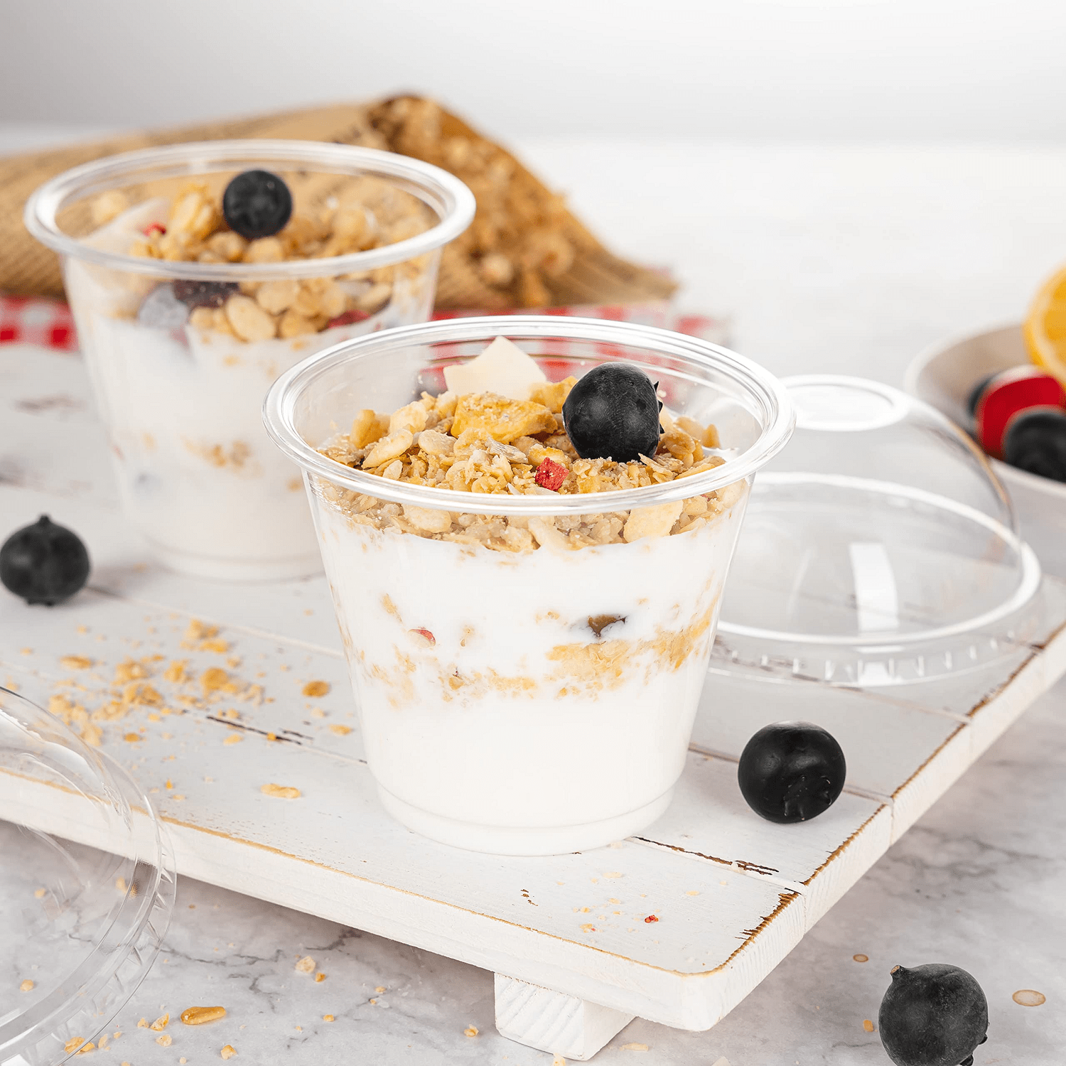 200 Count 9oz Cups with Dome Lids(No Hole), Clear Plastic Cups for Iced ...