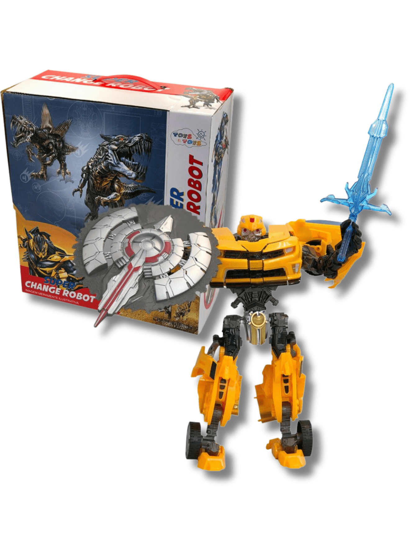 Boneco de brinquedo transformer Super Change Robot com Espada e Escudo ...