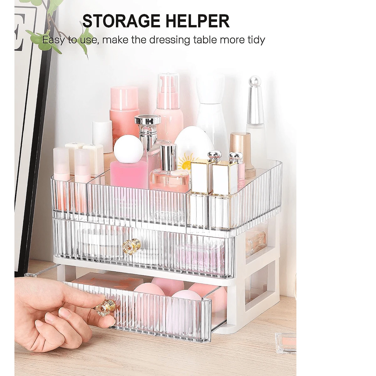 Makeup Organizer for Vanity, Large Capacity Cosmetic Display Cases with ...