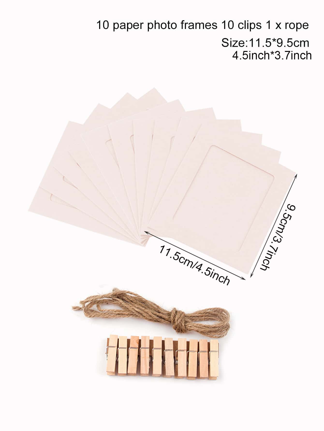 1set 4/5/6inch Paper Photo Frame& Clip, Modern White Photo Frame & Clip ...