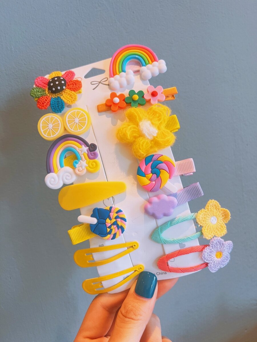 14pcs Girls' Hair Clips For Bangs And Short Hair (slight Color ...