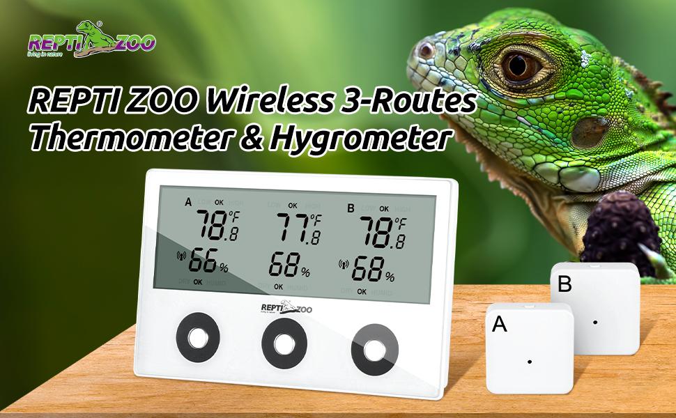 REPTI ZOO 3-Channels Wireless Reptile Thermometer and Humidity Gauge ...