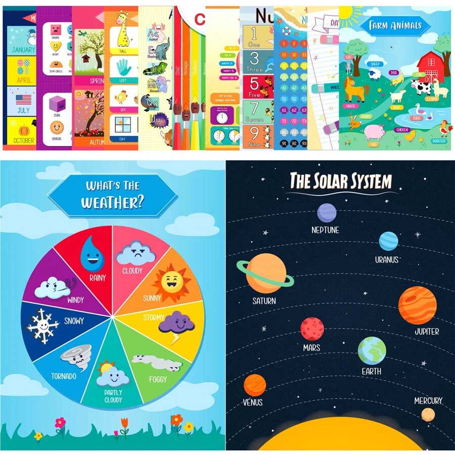 Youngever 13 Pack Laminated Educational Preschool Posters for Toddlers ... Youngever 13 Pack Laminated Educational Preschool Posters for Toddlers ...