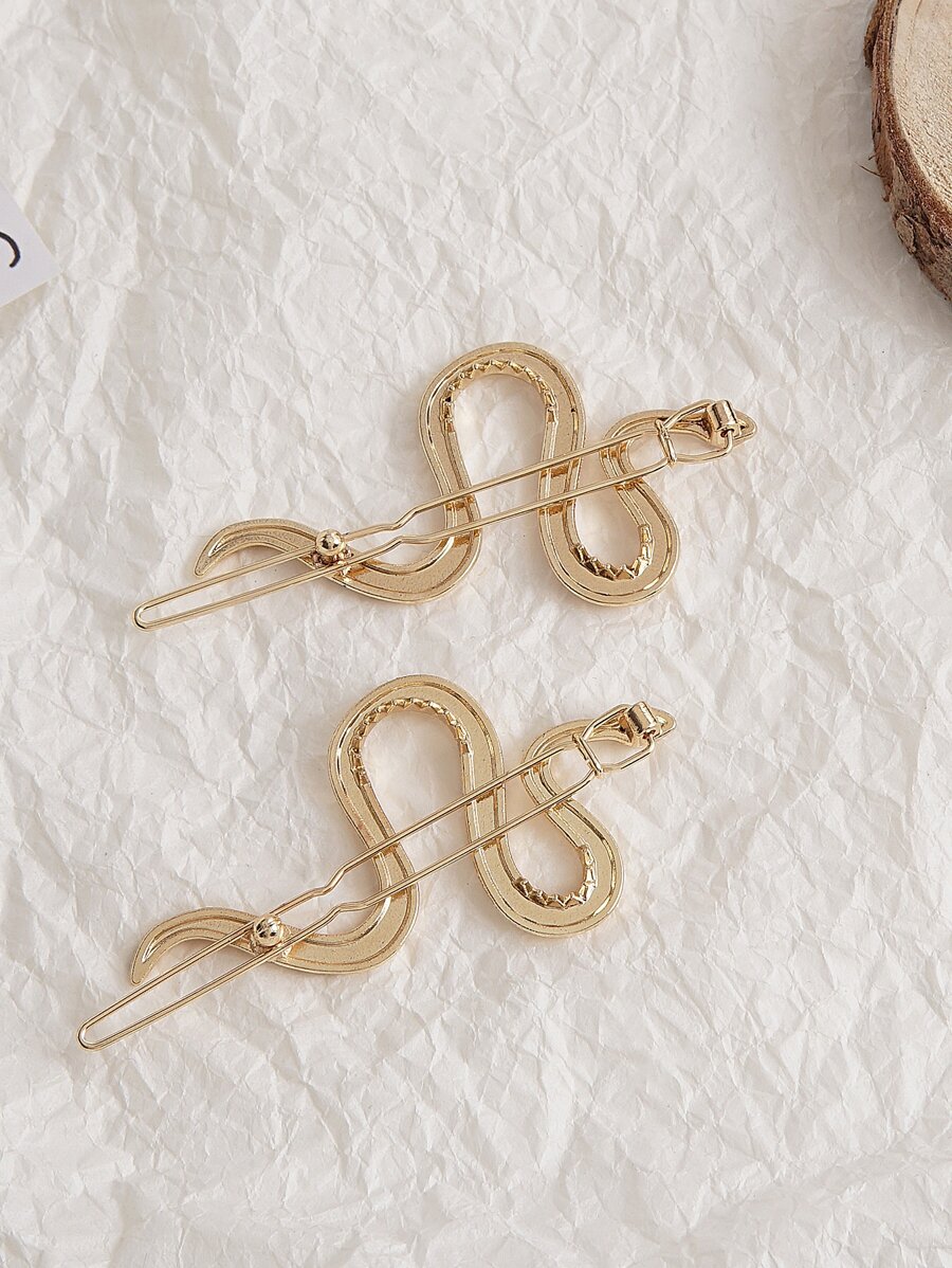 2pcs Snake Shaped Gold-Tone Metal Hair Clips, Dark Gothic Style Cool ...